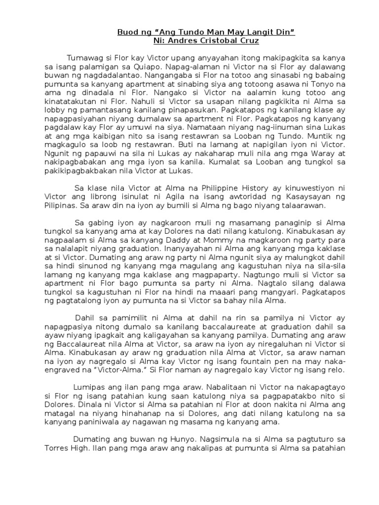 Buod NG Ang Tundo Man Ay May Langit Din | PDF