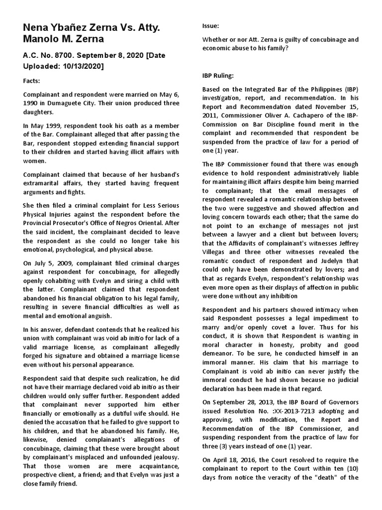 Zerna Vs Zerna | PDF | Lawyer | Disbarment