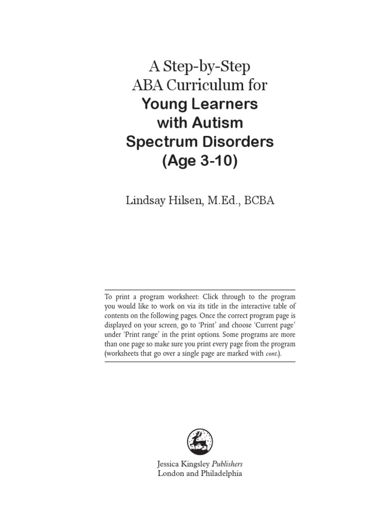 A Step-by-Step ABA Curriculum For Young Learners With Autism Spectrum ...