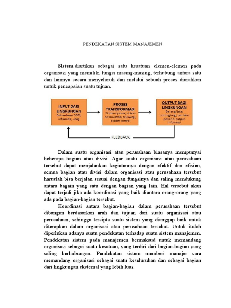 Pendekatan Sistem Manajemen | PDF | Karier & Perkembangan
