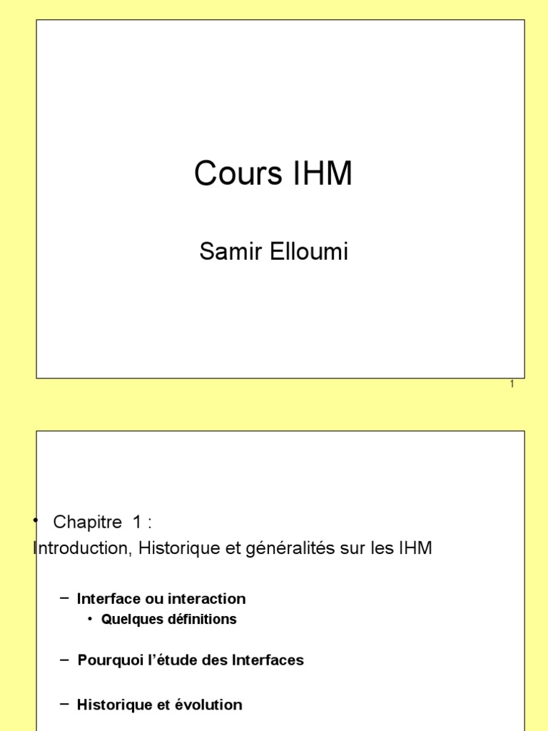 Cours IHM | PDF | Interaction humain-ordinateur | Ergonomie et facteurs humains