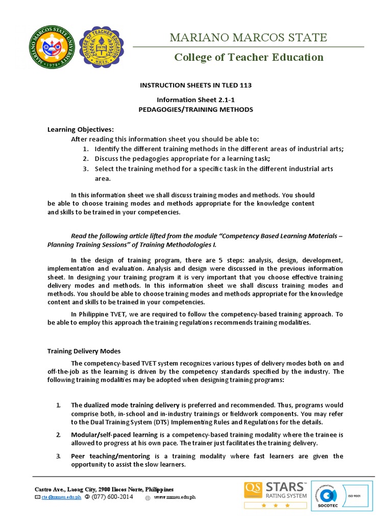 TVET Task Sheet | PDF | Competence (Human Resources) | Lecture