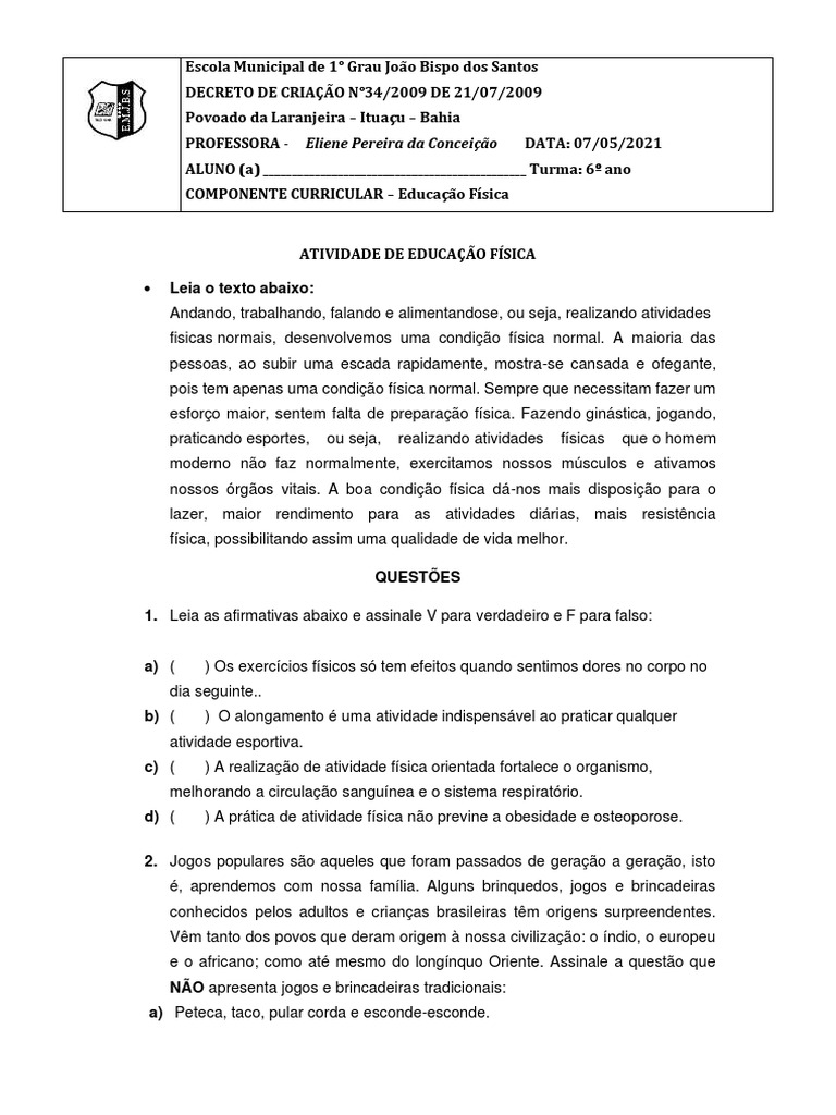6º Ano Educação Física 10 Semana Pdf Educação Física Ginástica 0876
