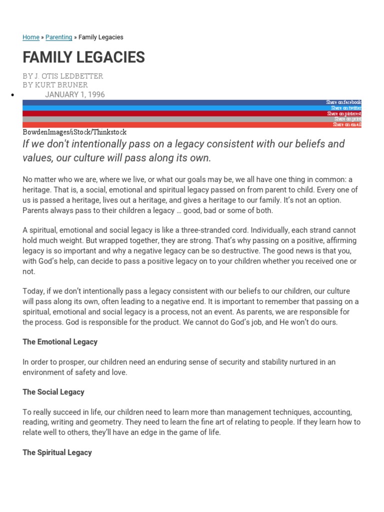 Family Legacy | PDF | Parenting | Relationships