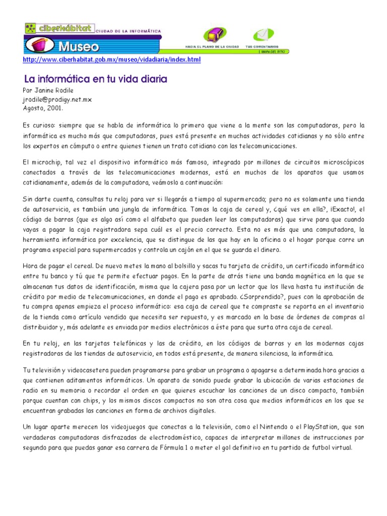 Lectura Sobre La Informatica | Descargar gratis PDF | Asistente ...