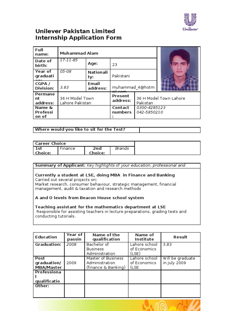 Application Unilever | PDF | London School Of Economics | Master Of ...