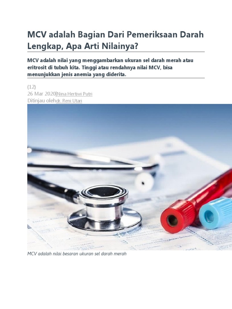 Indeksneritrosit MCV | PDF | Sains & Matematika