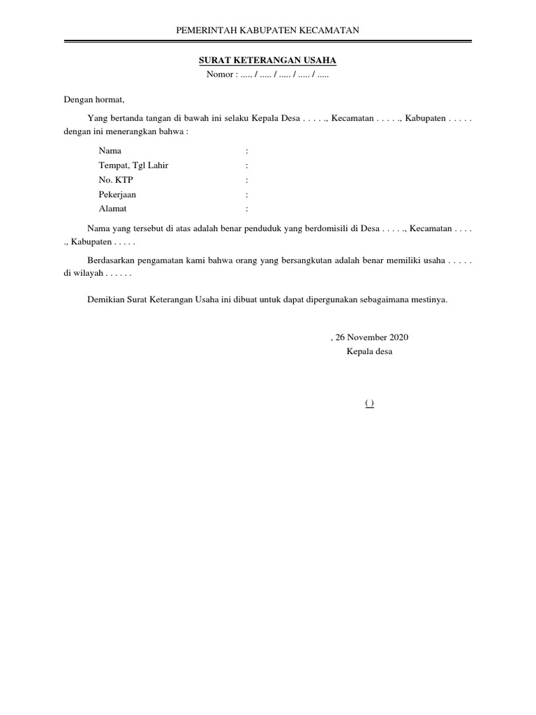 Surat Keterangan Usaha (SKU) | PDF