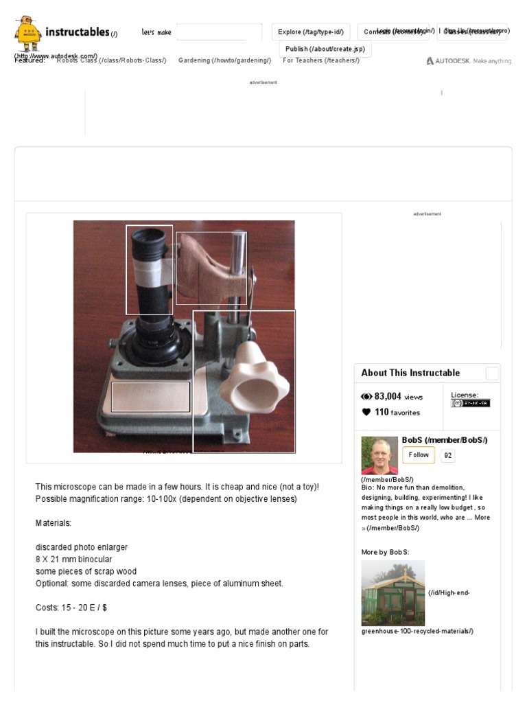 Build A Microscope! - 8 Steps (With Pictures) | PDF | Zoom Lens | Optics
