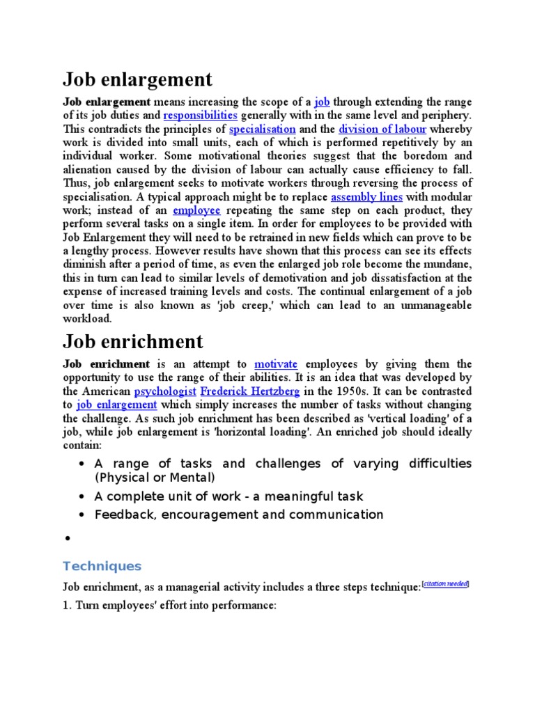 Understanding Job Enlargement in HR | PDF | Job Satisfaction | Employment