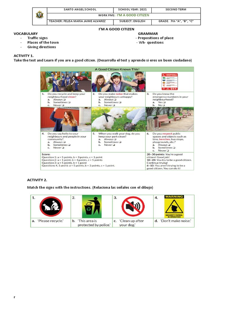 7th Grade Citizenship Guide | PDF