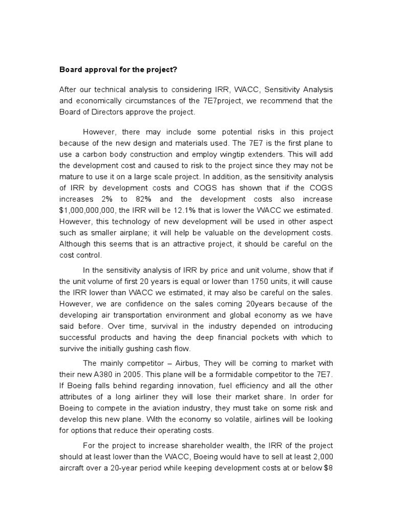 Board Approval For The Project | PDF | Boeing | Economies