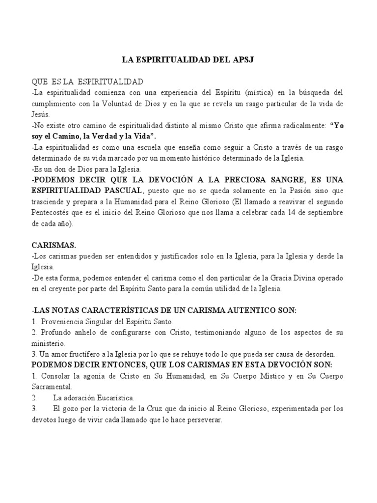 La Espiritualidad Del Apsj | PDF | eucaristía | Amor