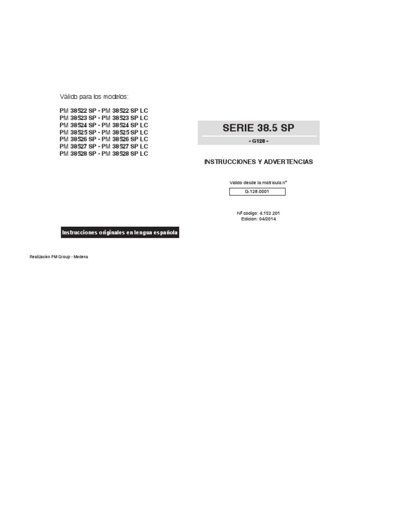 Manual PM 38.5 Español | Descargar gratis PDF | Máquinas | Equipo