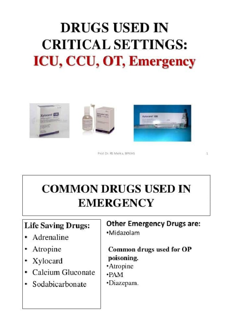 Drugs Used in ICU, CCU, OT | PDF
