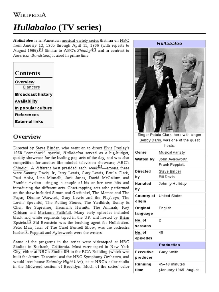 Hullabaloo (TV Series) | PDF | Entertainment (General)