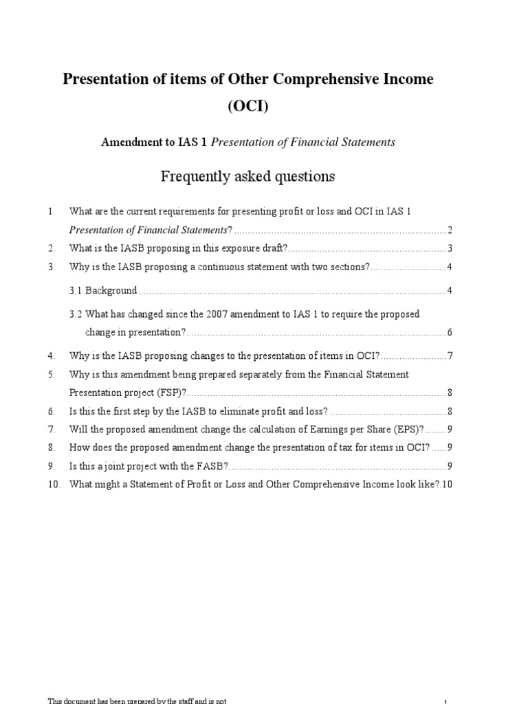 Presentation of Items of Other Comprehensive Income (OCI) : Frequently ...