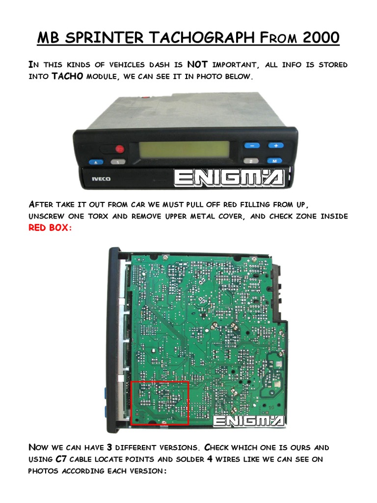 Mercedes Sprinter Tachograph From 2000 | PDF