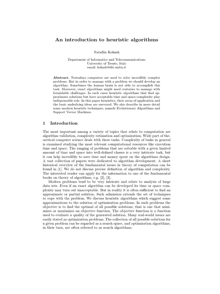 An Introduction To Heuristic Algorithms | PDF | Support Vector Machine ...