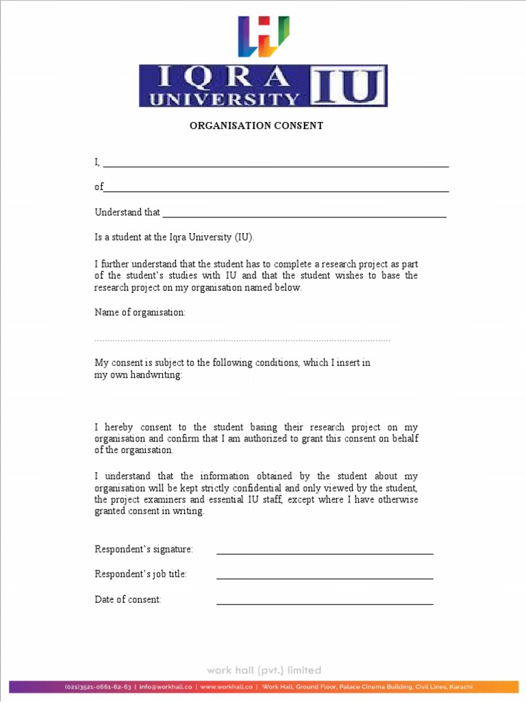 Organisation Consent Form | PDF | Finance & Money Management