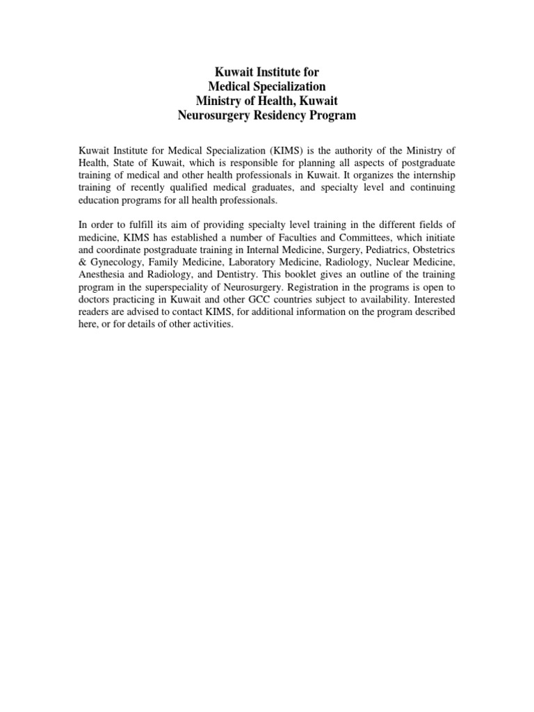 Neurosurgery Program Manual | PDF | Neurosurgery | Residency (Medicine)