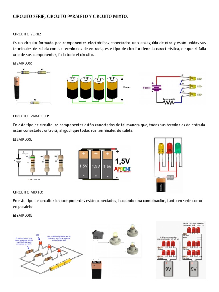 Hoja De Trabajo De Circuitos En Paralelo Y En Serie