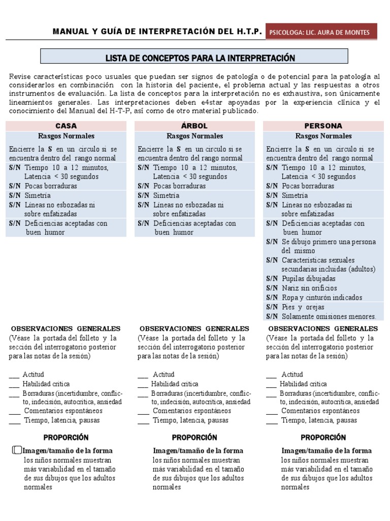 HTP Interpretación Del | PDF | Color | Psicología clínica