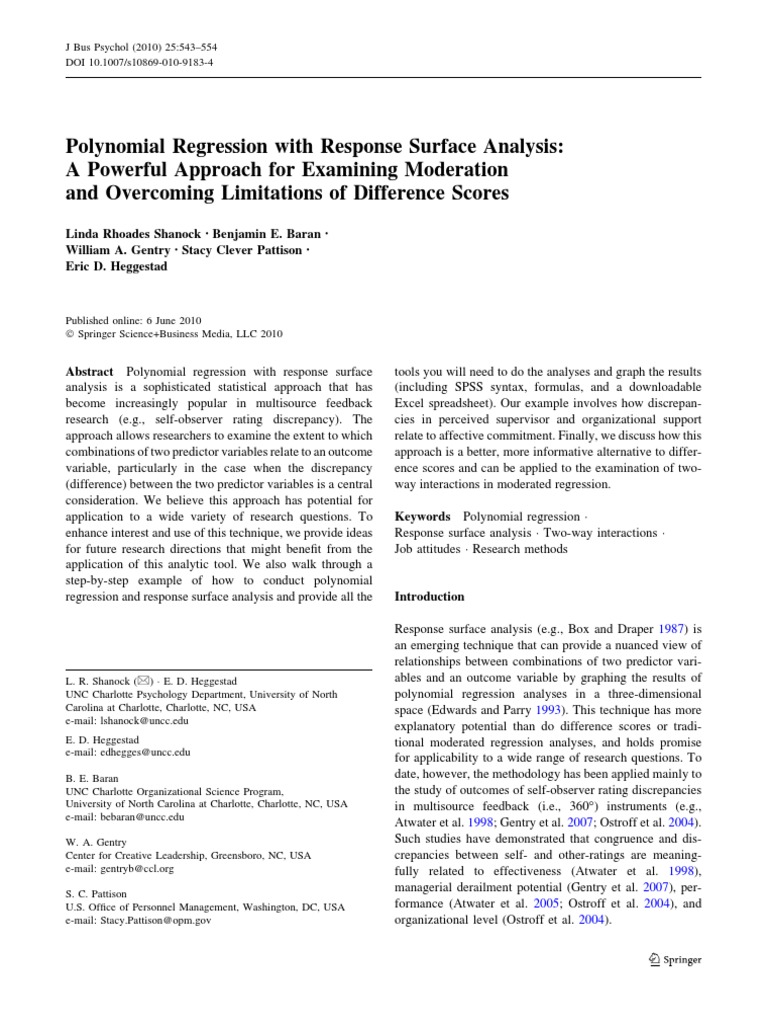 Shanock Et Al., 2010 | PDF | Regression Analysis | Linear Regression