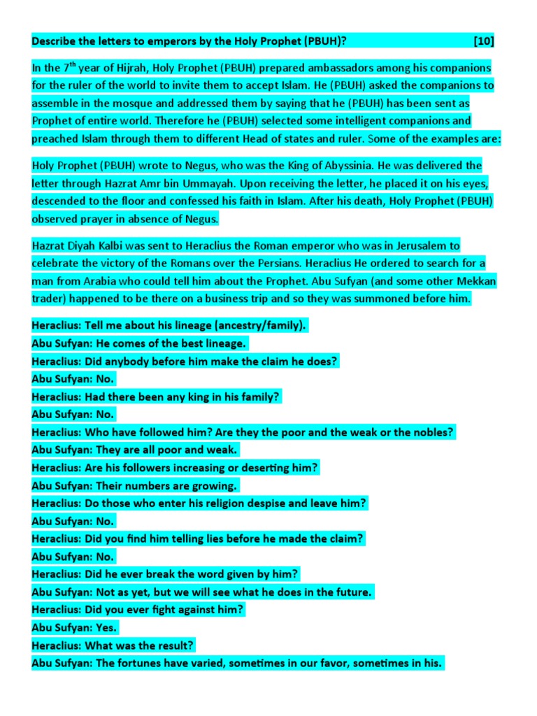 Holy Prophet's letters to emperors | PDF | Muhammad | Middle East