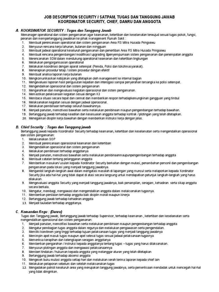 Job Description Security | PDF