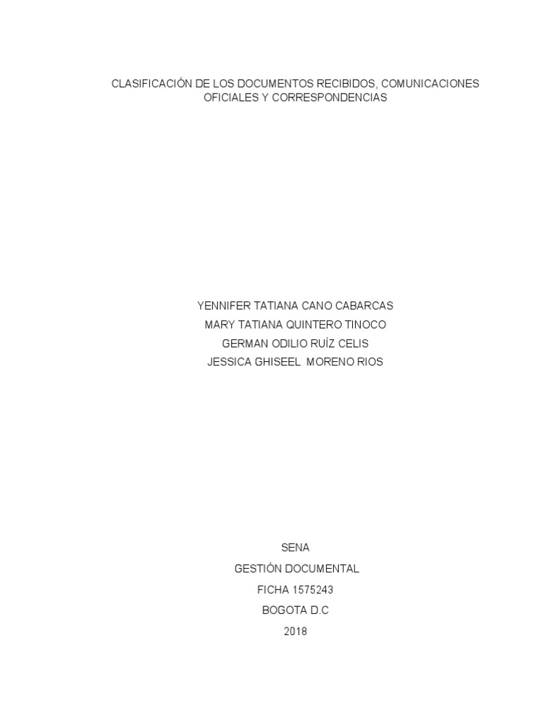Trabajo de Clasificaciòn de Documentos Recibidos | PDF | Documento | Electrónica