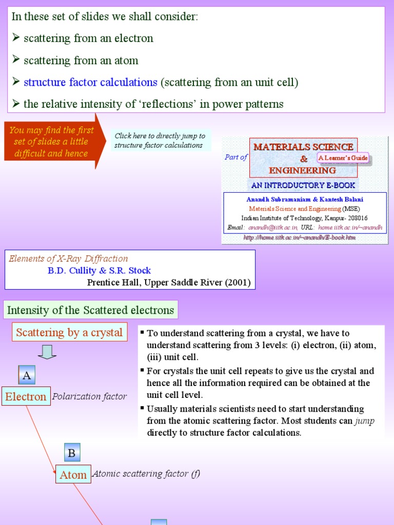 Structure Factor Calculations in XRD | PDF | Crystal Structure ...