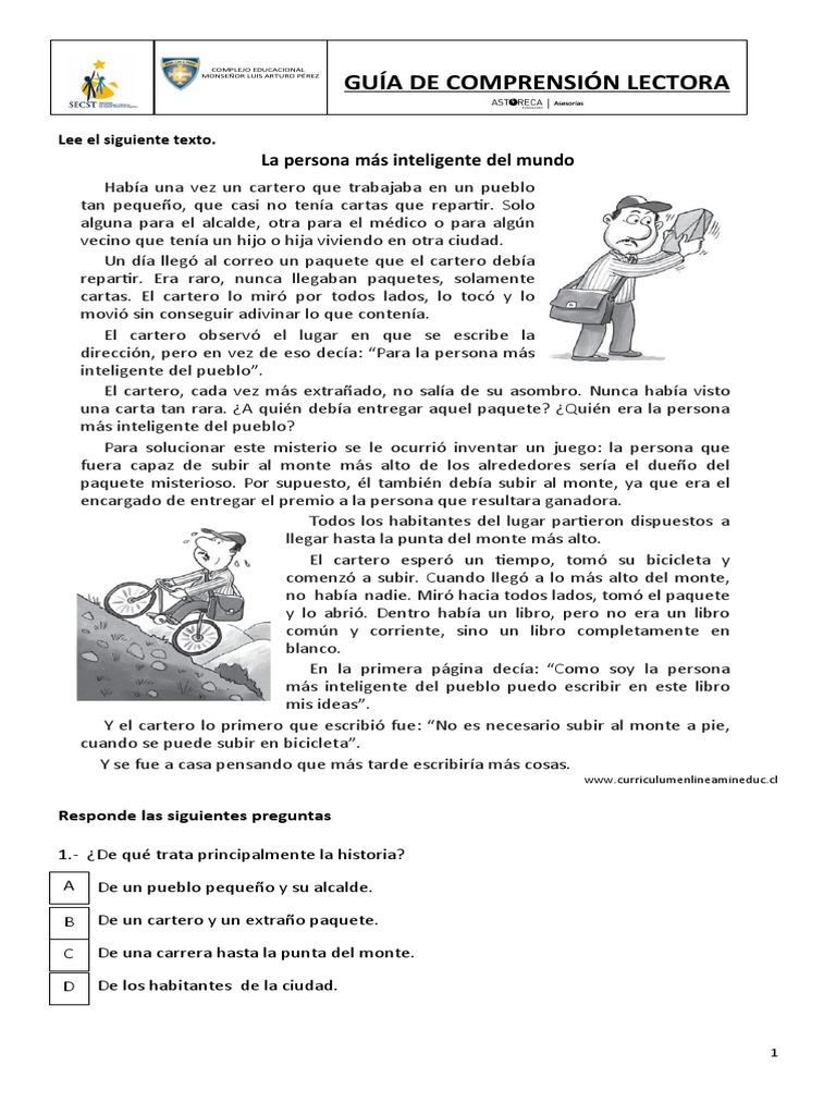 Guia de Comprensión Lectora | PDF | Comprensión lectora