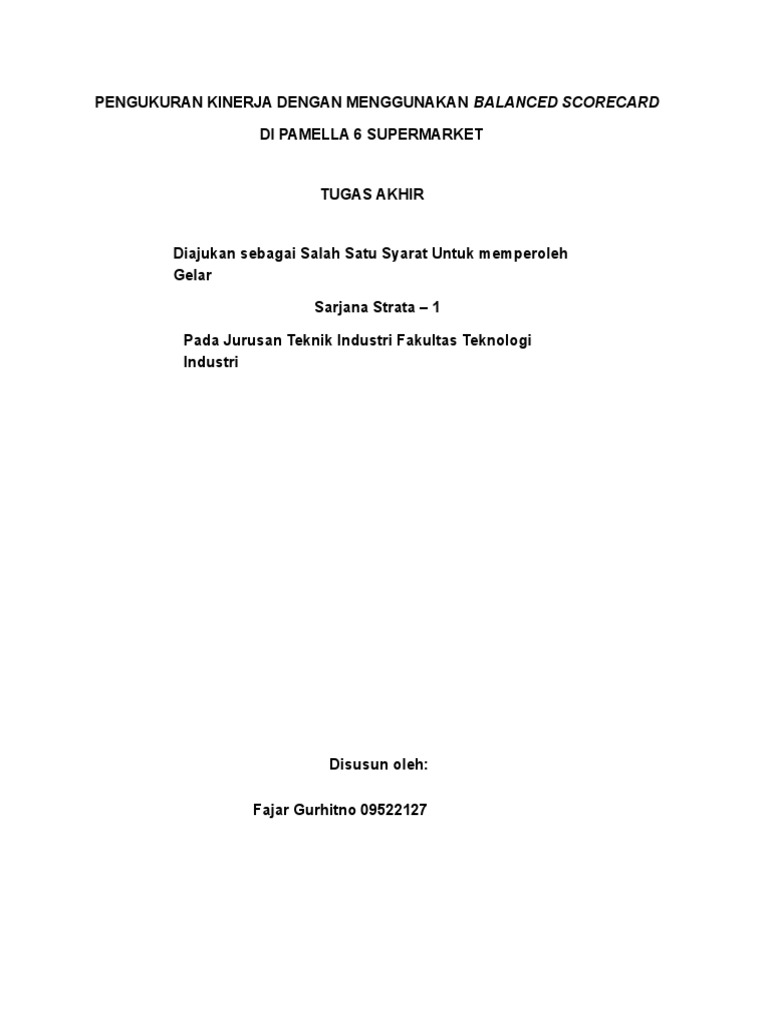 Contoh Balanced Scorecard | PDF