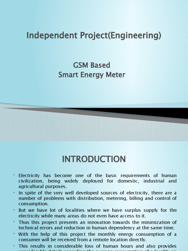 Independent Project (Engineering) : GSM Based Smart Energy Meter | PDF ...