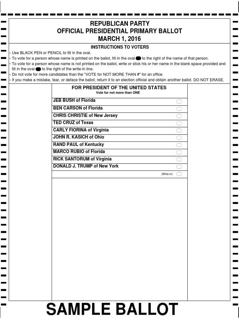 2016 Republican Primary Ballot Guide | PDF