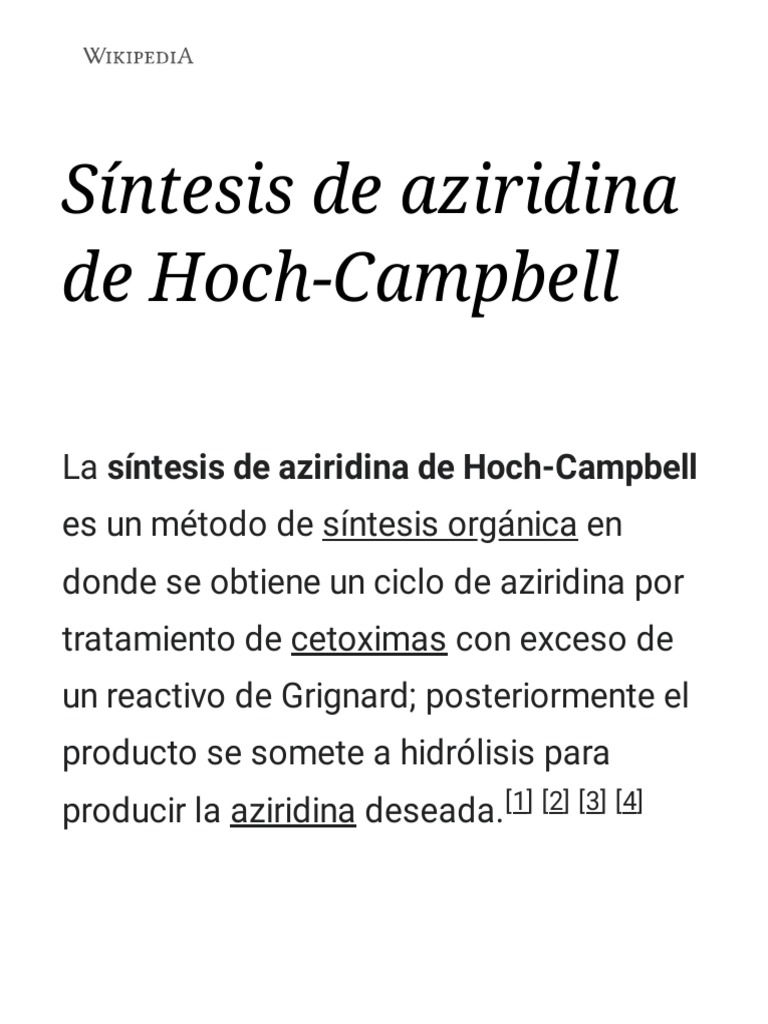 Síntesis de Aziridina de Hoch-Campbell - Wikipedia, La Enciclopedia ...