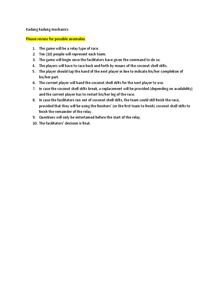 Kadang Kadang Mechanics | PDF