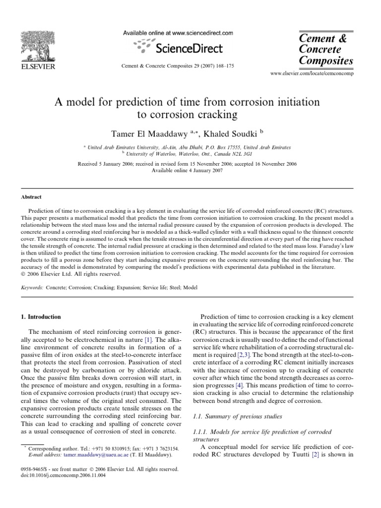 A Model For Prediction of Time From Corrosion Initiation To Corrosion Cracking | PDF | Corrosion ...