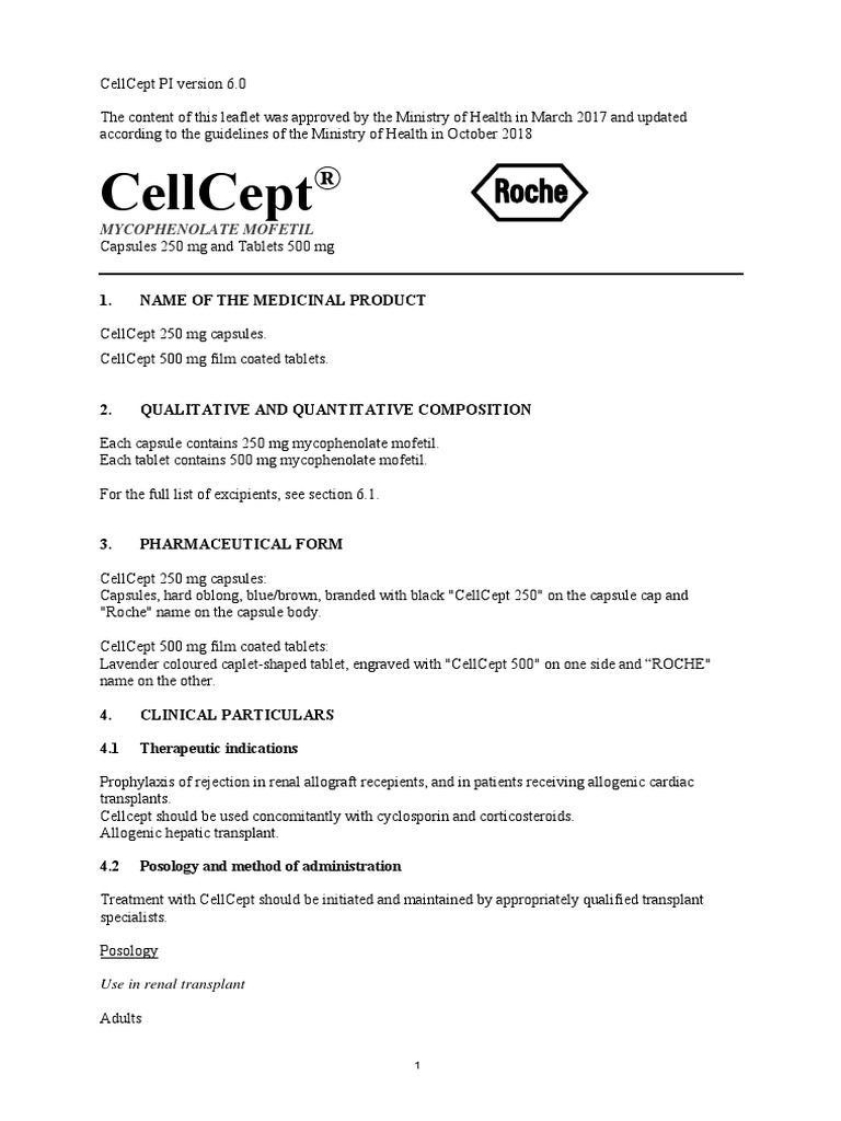 Mycophenolate Mofetil (CellCept) | PDF | Drugs | Health Sciences