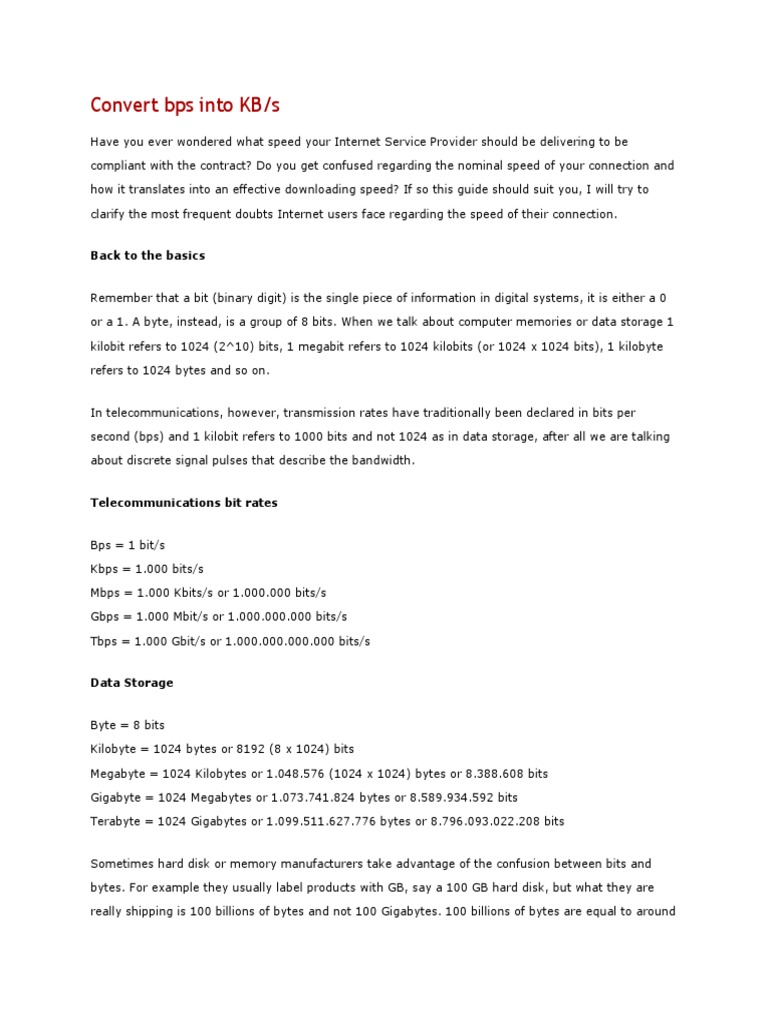 Convert Bps Into KB | PDF | Information And Communications Technology ...