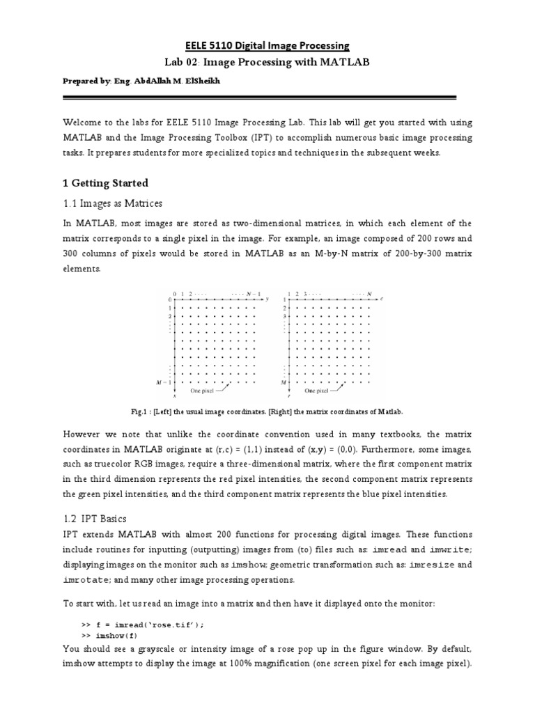 MATLAB Excercise For Image Processing II | PDF | Matrix (Mathematics) | Rgb Color Model