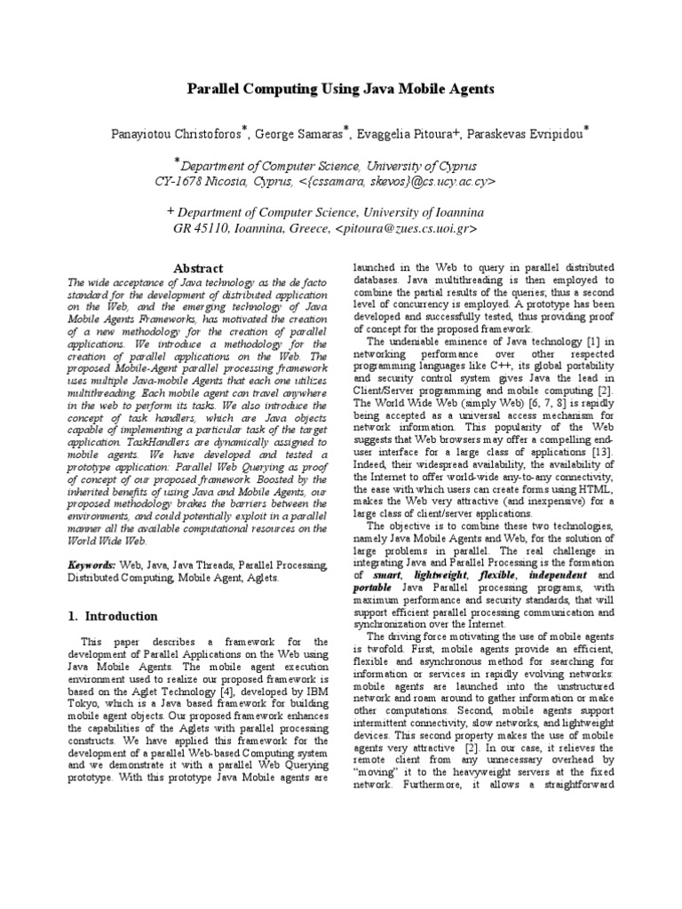 Parallel Computing Using Java Mobile Agents | PDF | Databases | Parallel Computing