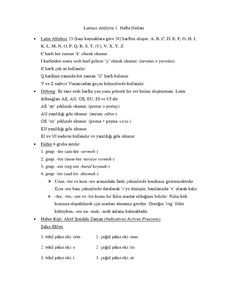 Latince Ilk Hafta | PDF