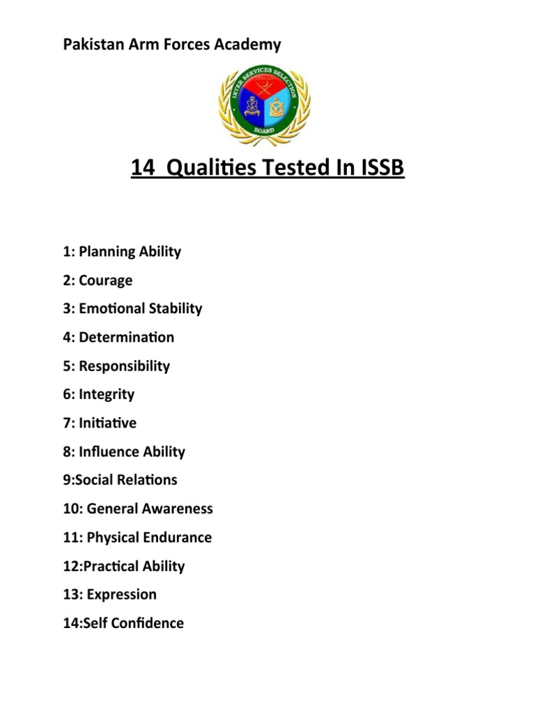 14 Qualities for ISSB Success | PDF