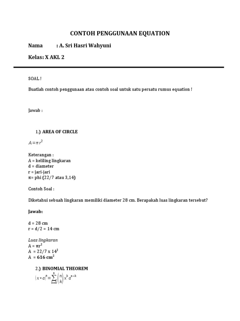 Contoh Soal Rumus Matematika | PDF