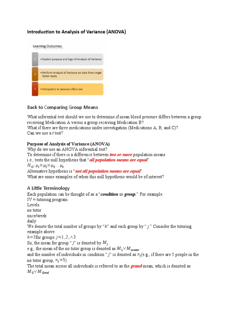 Introduction To Analysis of Variance | PDF | Variance | Analysis Of Variance