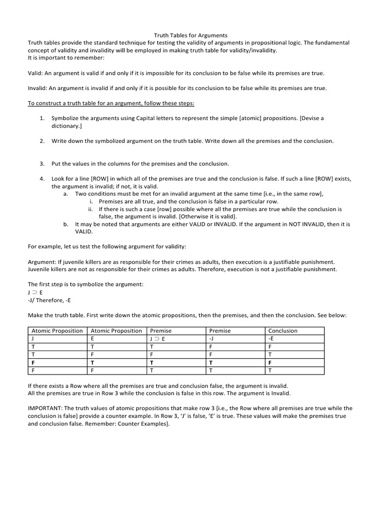 April 15 - Lecture - Truth Tables - Arguments | PDF | Argument | Logical Consequence