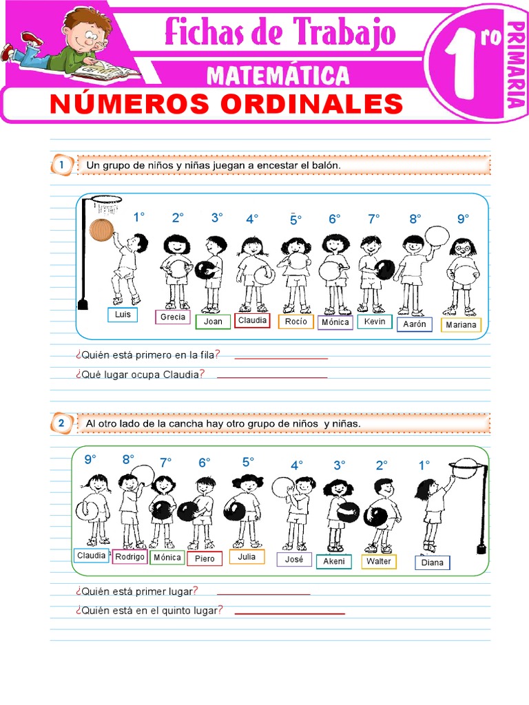 Números-Ordinales-Segundo Grado | PDF