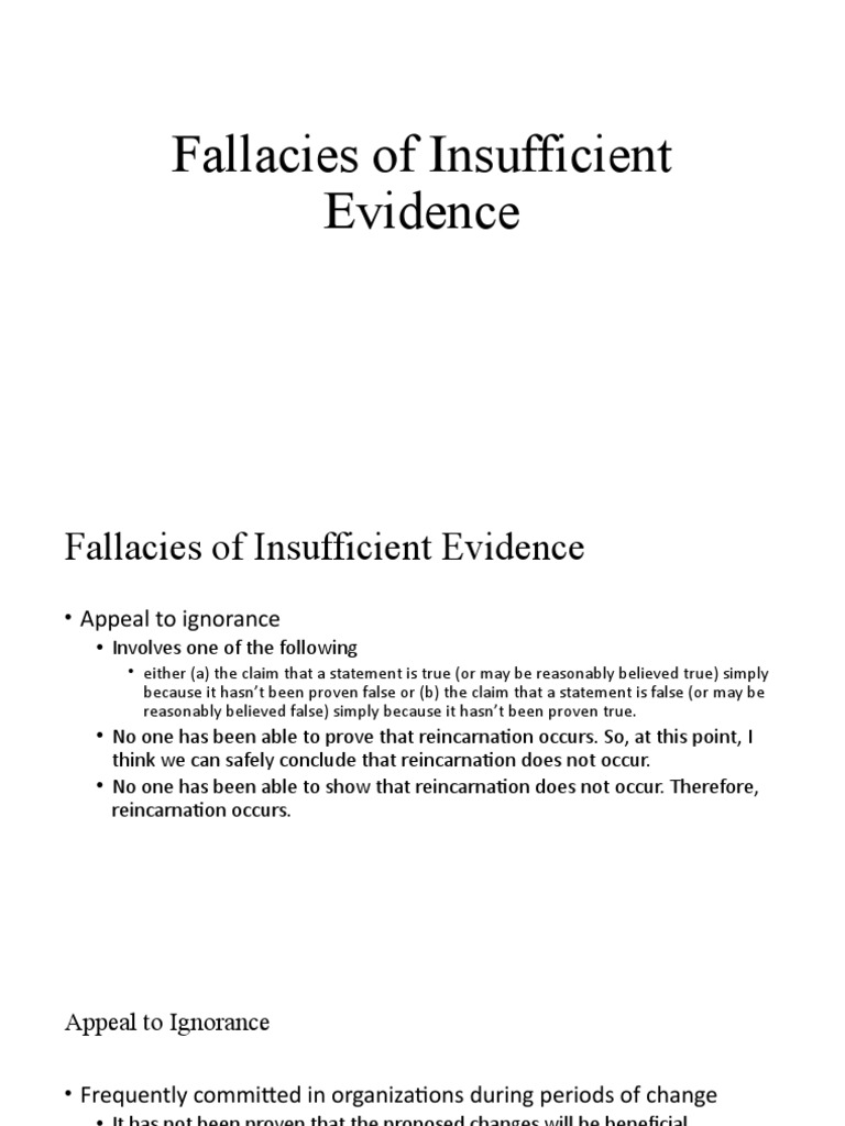 Fallacies of Insufficient Evidence | PDF | Fallacy | Evidence